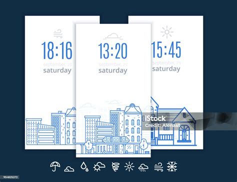 desain aplikasi cuaca datar dengan lanskap kota antarmuka web dengan