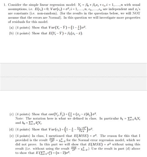 Solved Consider The Simple Linear Regression Model Chegg