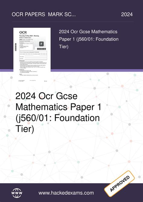 2024 Ocr Gcse Mathematics Paper 1 J560 01 Foundation Tier Mathematics Gcse Foundation
