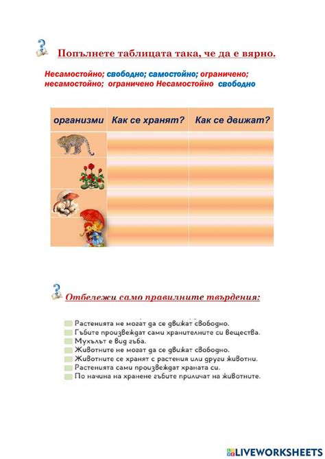 Групиране на живите организми Worksheet Live Worksheets