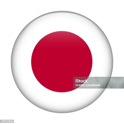 Bendera Nasional Jepang Ikon Vektor Tombol Kaca Untuk Web Aplikasi Ui Spanduk Glossy Ilustrasi