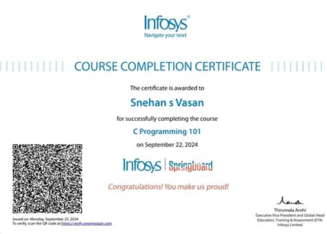 Cprogramming Infosys Springboard Learninganddevelopment S Snehan