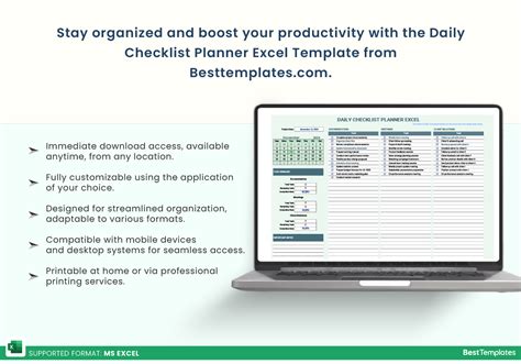 Daily Checklist Planner Excel Template Best Templates