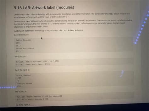 Solved Define The Artist Class In Artist Py With A