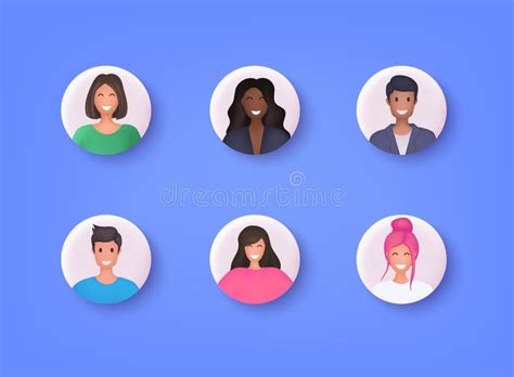 Avatar Profile Picture Icon Set Including Male And Female Cute Cartoon Modern Simple Design