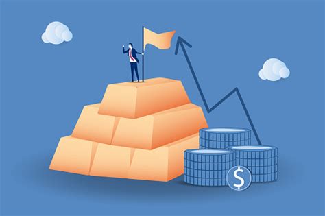 금 투자 금융 위기의 안전한 피난처 또는 자산 관리 및 자산 배분 개념 성공적인 자산 관리자 사업가 벡터 일러스트레이션 0명에