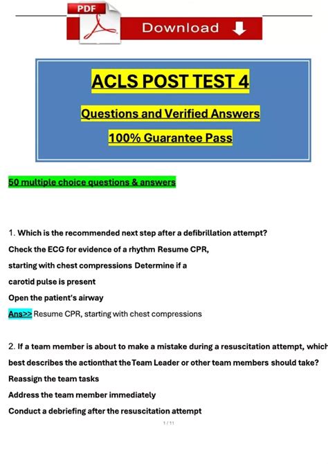 Acls Post Test 4 Actual Questions With Verified Answers 2024 2025 100 Guarantee Pass