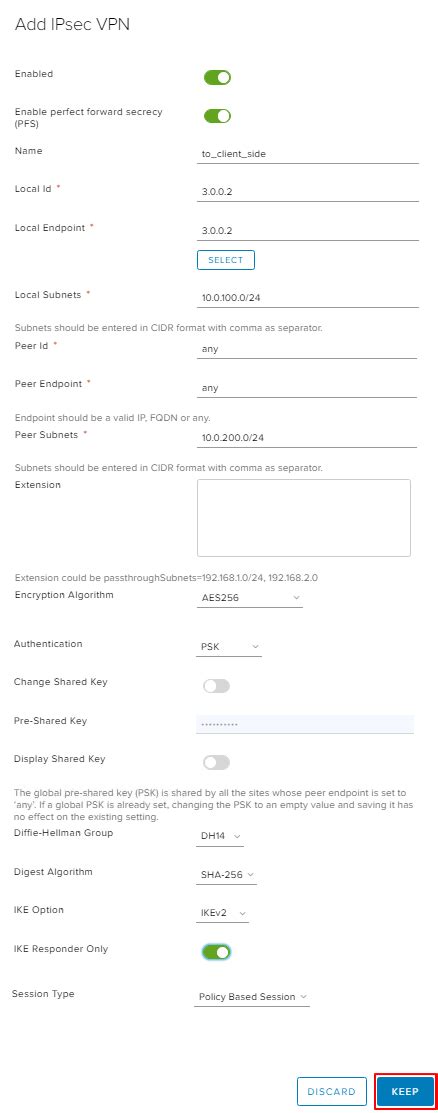 Site To Site Ipsec Policy Based Vpn Between Edge Gateway And Mikrotik