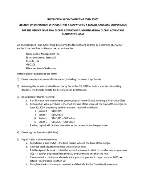 Fillable Online Instructions For Completing Form T2057 Agaf Fax Email