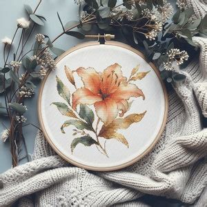 Cross Stitch Pattern With Lily Floral Embroidery Pattern Pdf Modern Cross Stitch Designs