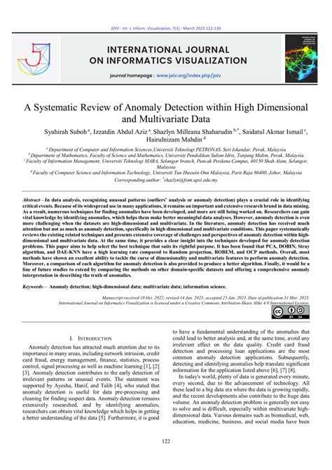 Pdf A Systematic Review Of Anomaly Detection Within High Dimensional And Multivariate Data