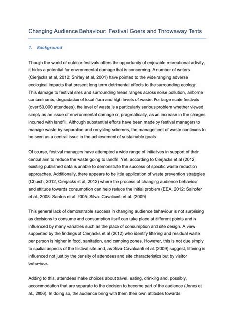 (PDF) Changing Audience Behaviour: Festival Goers and Throwaway ...