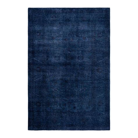 Chloe And Olivia Home Overdyed Blue 6 Ft X 9 Ft Solid Wool Indoor Area