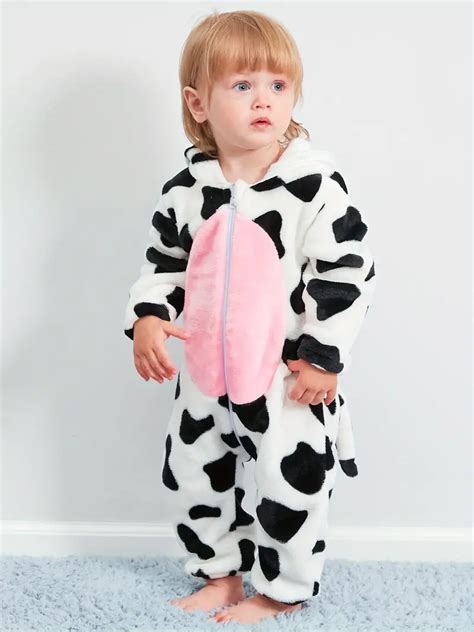 아기 Onesies 귀여운 암소 의상 후드 지퍼 업 할로윈 의상 잠옷 아이 옷 Temu Korea