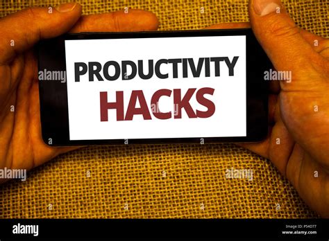Text Sign Showing Productivity Hacks Conceptual Photo Hacking Solution Method Tips Efficiency