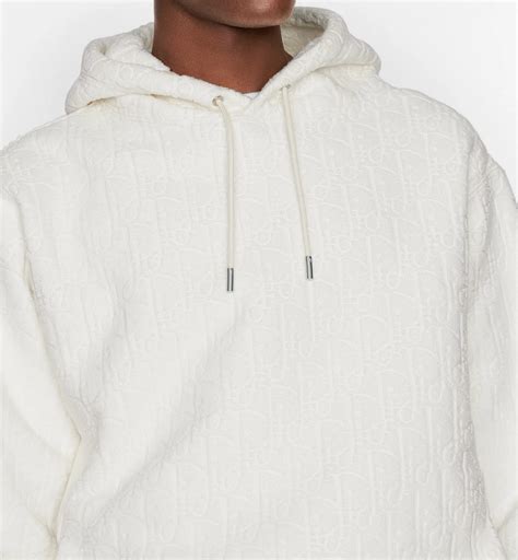Dior Oblique Relaxed Fit Hooded Sweatshirt Off White Cotton Fleece Dior