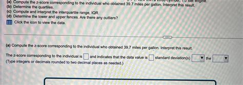 Solved A The Z Score Corresponding To The Individuals Is Chegg