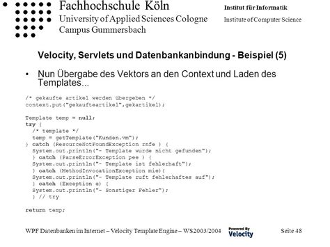 fachhochschule köln institut für informatik university of applied