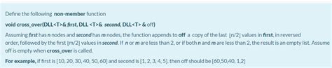 Solved Define The Following Non Member Function Void Cross