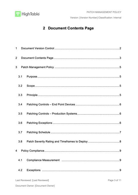 ISO Patch Management Policy Template Word