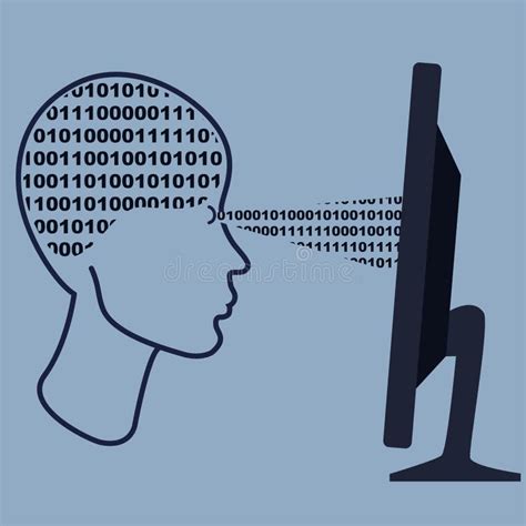Abstract Human Head Implementing The Interface With The Computer Stock