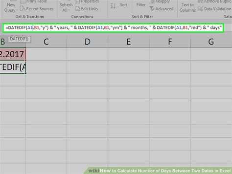 how to calculate number of days between two dates in excel