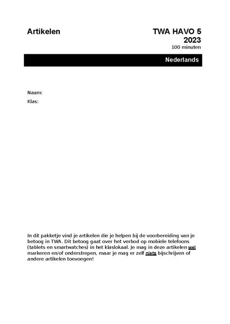 2023 Twa Artikelen Betoog Nederlands Artikelen Twa Havo 5 2023 100