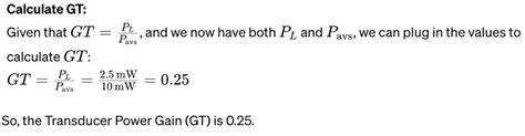 Example Calculating Transducer Power Gain Rahsoft