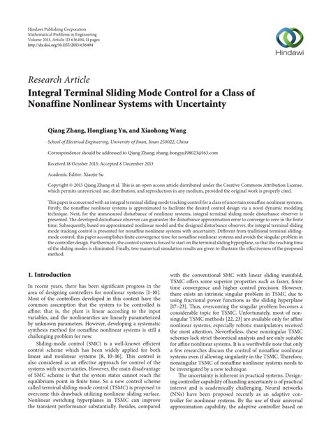 pdf integral terminal sliding mode control for a class of nonaffine