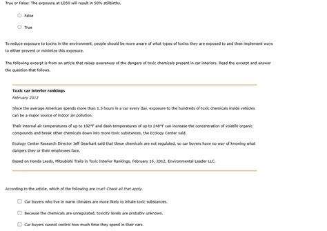 Solved Methods Of Determining Toxicity And Pollution Chegg Com