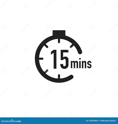 15 Minutes Timer Stopwatch Or Countdown Icon Time Measure Chronometr Icon Stock Vector