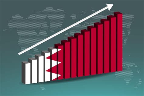 데이터 국가 통계 개념에 바레인 3d 막대 차트 그래프 벡터 위쪽 상승 화살표 프리미엄 벡터
