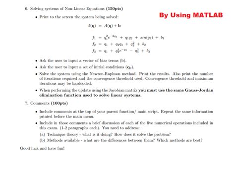 Solved Solving Systems Of Non Linear Equations Pts Chegg