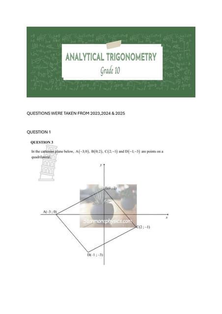 Analytical Geometry Practice Questions Pdf