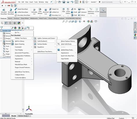 solidworks model missing check if the solid body is set to hidden