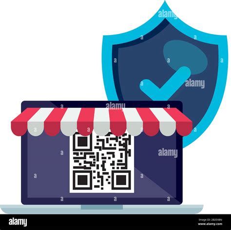 Qr Code Inside Laptop And Shield Vector Design Stock Vector Image Art Alamy