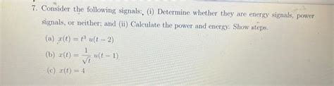 Solved Consider The Following Signals I Determine Chegg