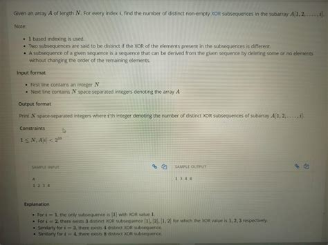 Solved Given An Array A Of Length N For Every Index I Find