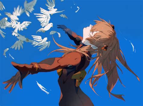 Souryuu Asuka Langley And Eva 02 Neon Genesis Evangelion Drawn By