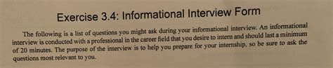 solved exercise 3 4 informational interview form the