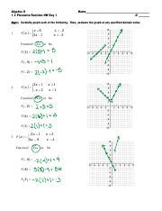 Piecewise Functions Packet Pdf Piecewise Functions Name Date Part I Carefully Graph Each Of