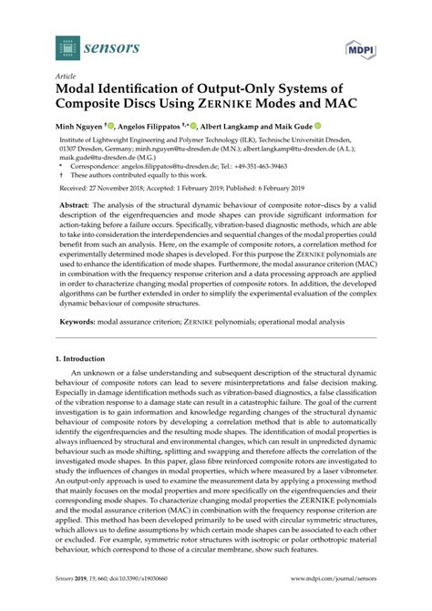 Pdf Modal Identification Of Output Only Systems Of Composite Discs