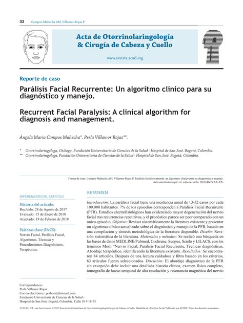 Pdf Recurrent Facial Paralysis A Clinical Algorithm For Diagnosis