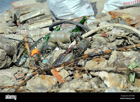 Zaporizhzhia Ukraine June 10 2023 Garbage Collected By The Dnipro River After The Water