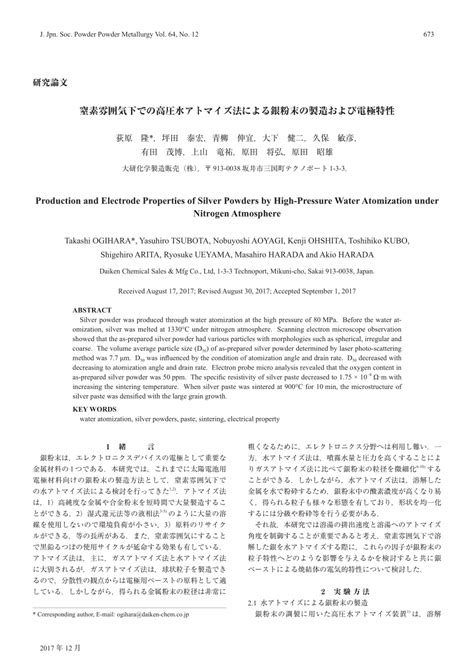 Pdf Production And Electrode Properties Of Silver Powders By High