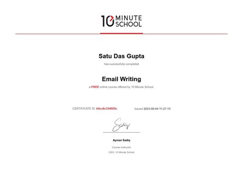 satu das gupta on linkedin email writing course certificate