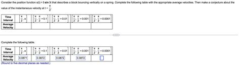 Solved Consider The Position Function S T 5sin3t ﻿that