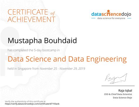 mustapha bouhdaid s certificate data science dojo