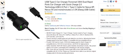 Deal Alert Tronsmart Quick Charge Dual Port Car Charger Usb Usb Type C Is After