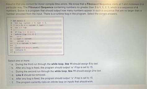 Solved Assume That You Correct For Minor Compile Time